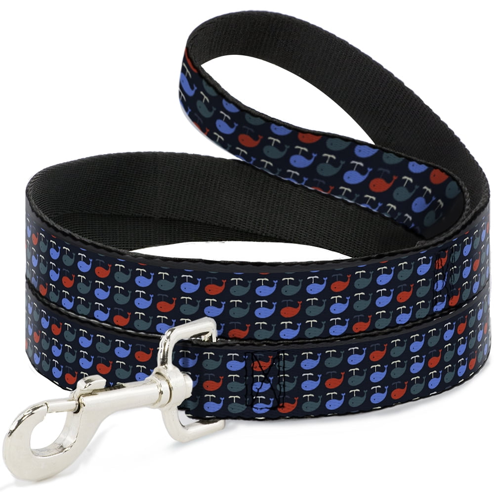 Buckle-Down Pet Leash, Dog Leash, Whales Navy Green Blue Red, 4 Feet ...