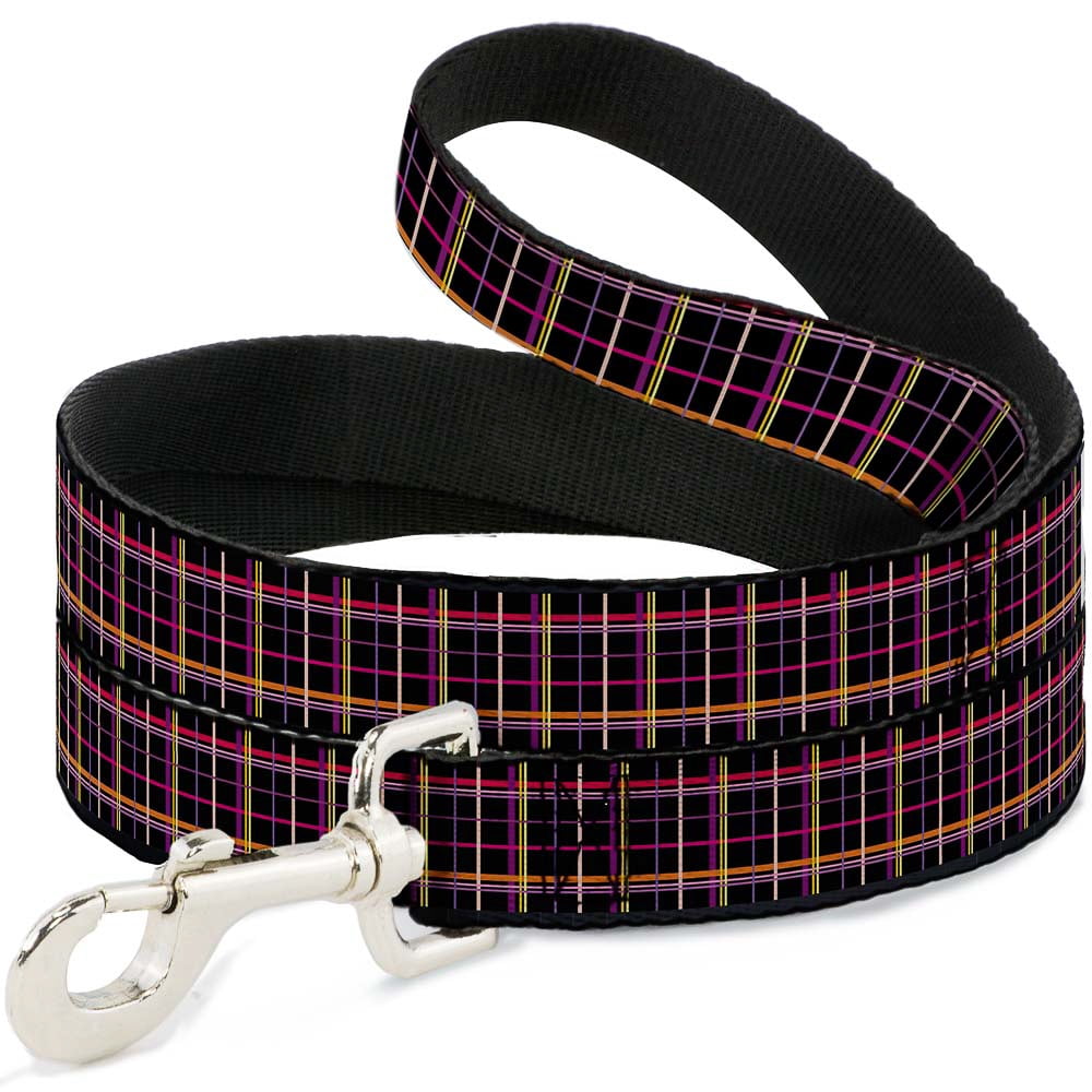 Buckle-Down Pet Leash, Dog Leash, Wire Grid Black Orange Purple, 4 Feet ...