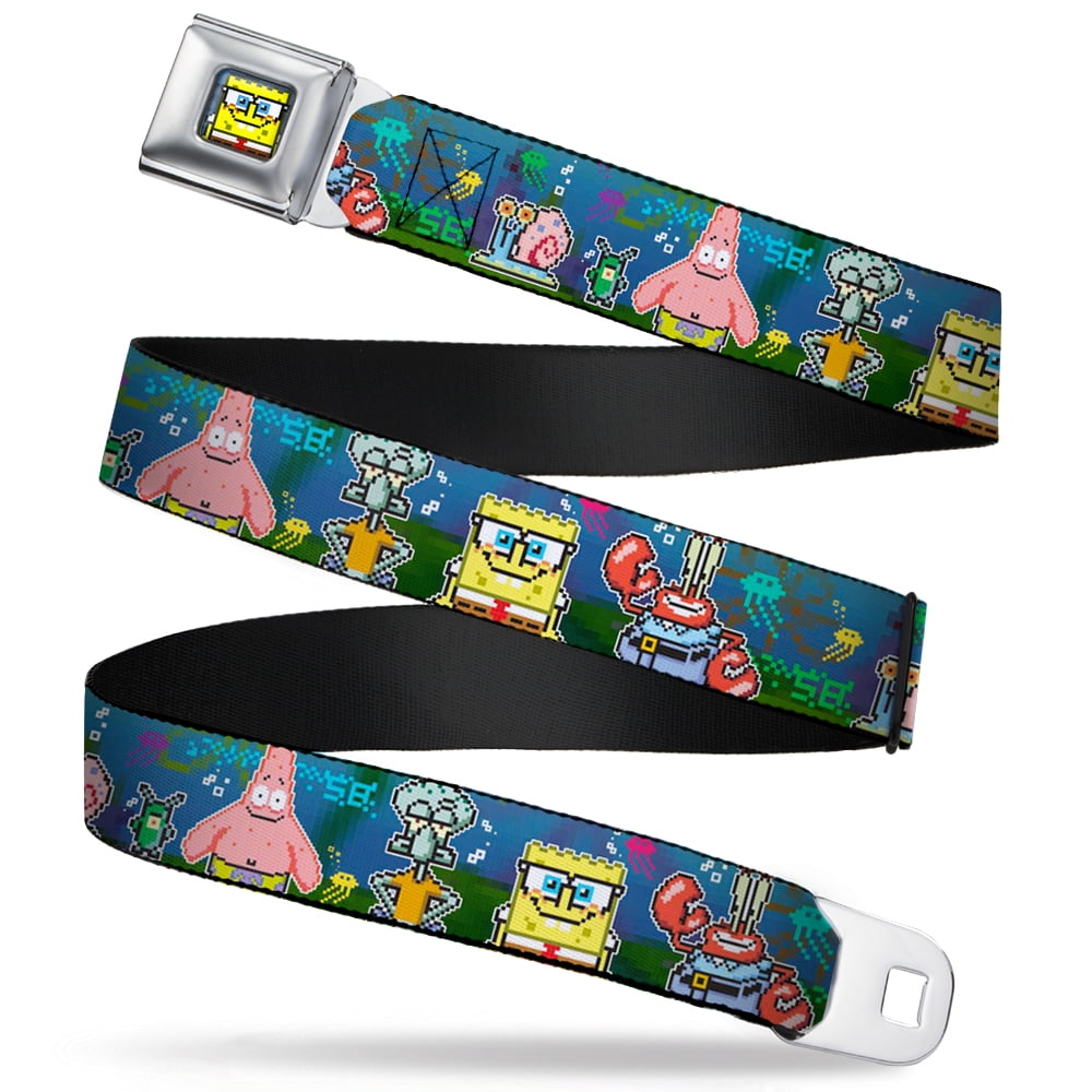 Nickelodeon Belt, Seatbelt Buckle Belt, Spongebob Friends 8 Bit Scene ...