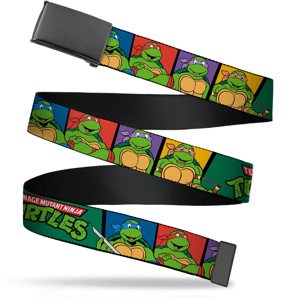 Nickelodeon Belt, Flip Web Belt Ninja Turtles Group Pose TMNT Logo ...
