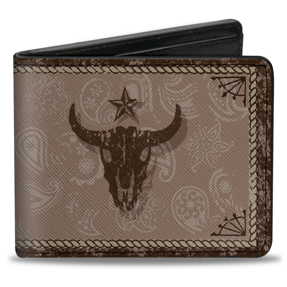 Buckle-Down Wallet, Bifold, Western Cowboy Icons Collage Tan Browns ...