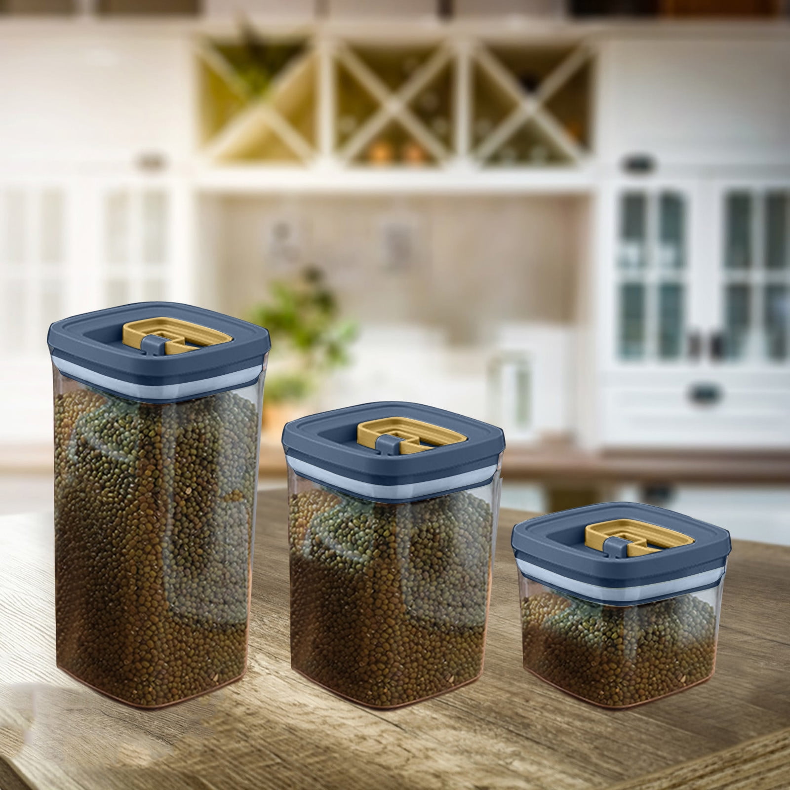 Buckle Sealed Food Storage Cans, Transparent Plastic Grains Canisters ...