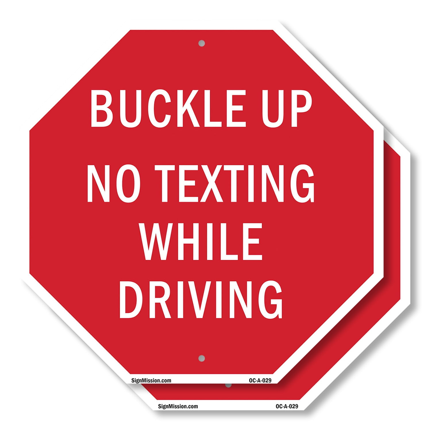 Buckle Up No Texting While Driving (2 Pack) 6 inch X 6 inch Octagon ...