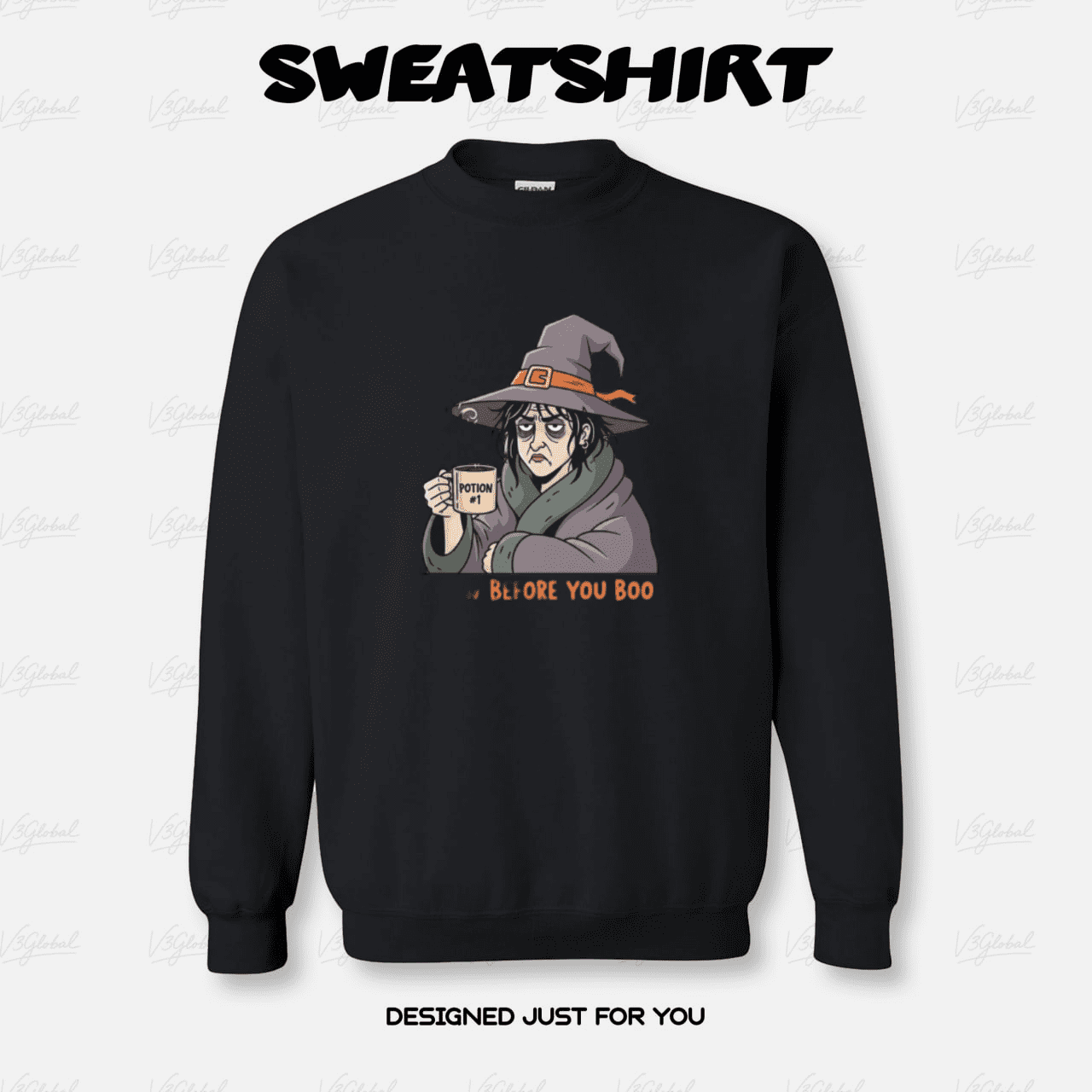 Buckle Up Boo Witch With Coffee Cup Cute Cozy Halloween Cartoon Graphic ...