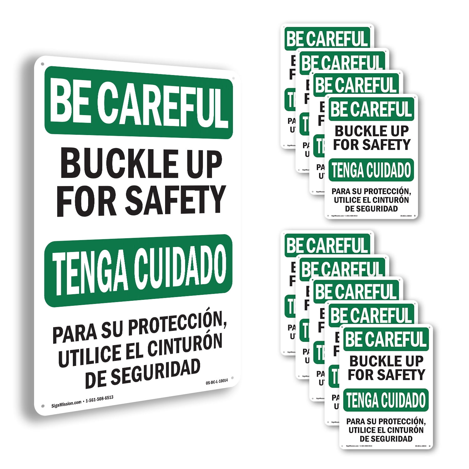 Buckle Up For Safety Bilingual OSHA Be Careful Rigid Plastic Sign 18 ...