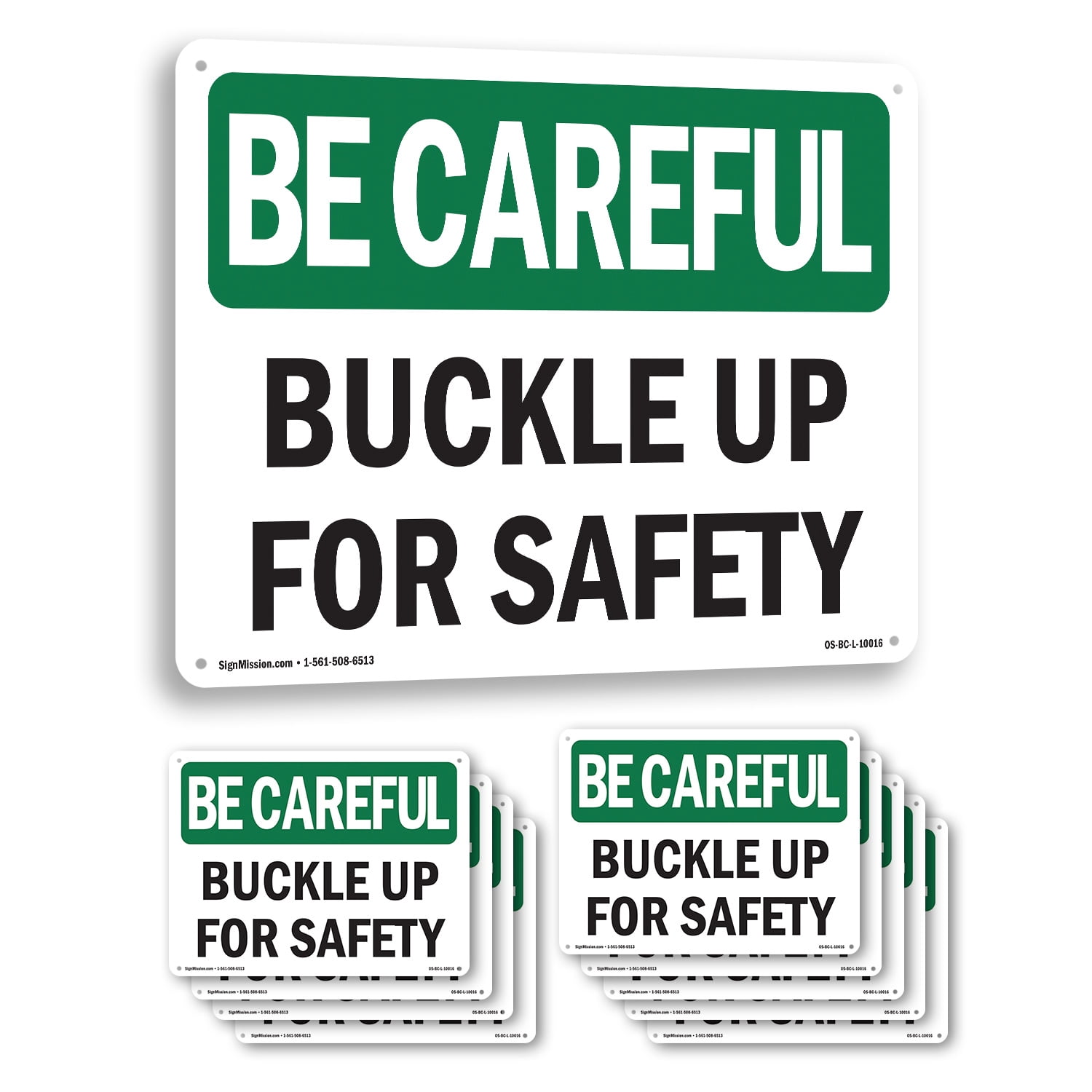 Buckle Up For Safety OSHA Be Careful Rigid Plastic Sign 24 Inch x 18 ...