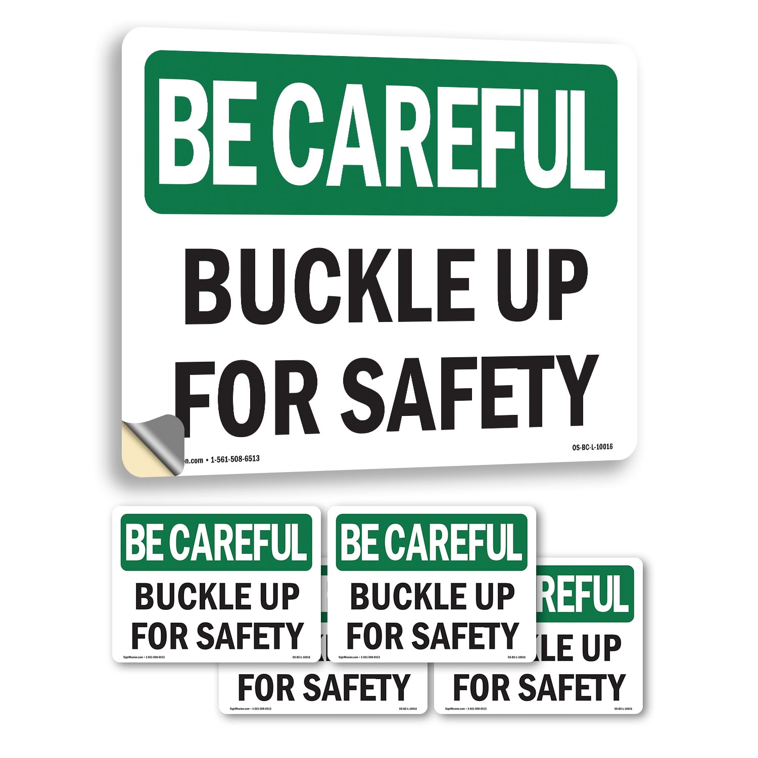 Buckle Up For Safety OSHA Be Careful Vinyl Decal Label 14 Inch x 10 ...