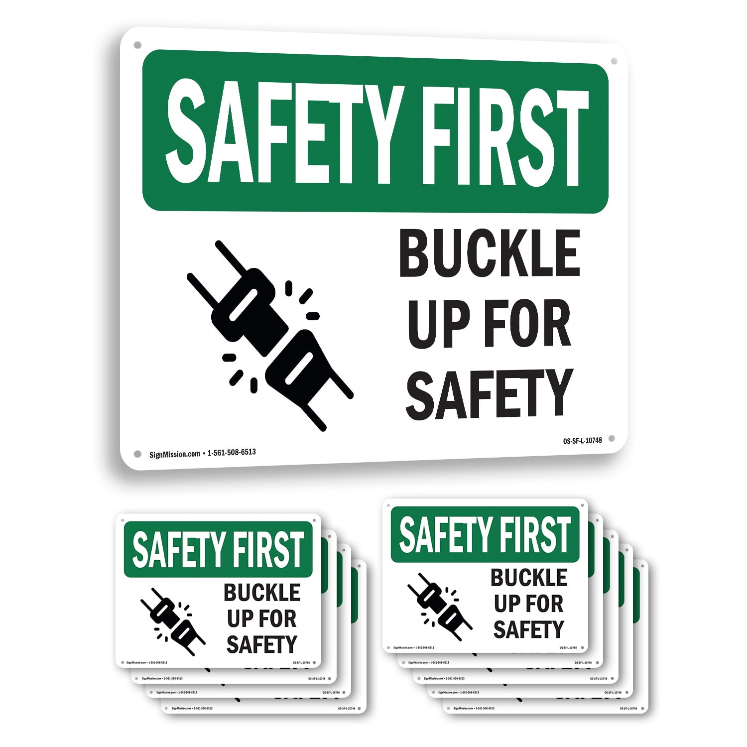Buckle Up For Safety OSHA SAFETY FIRST Aluminum Sign 24 Inch x 18 Inch ...