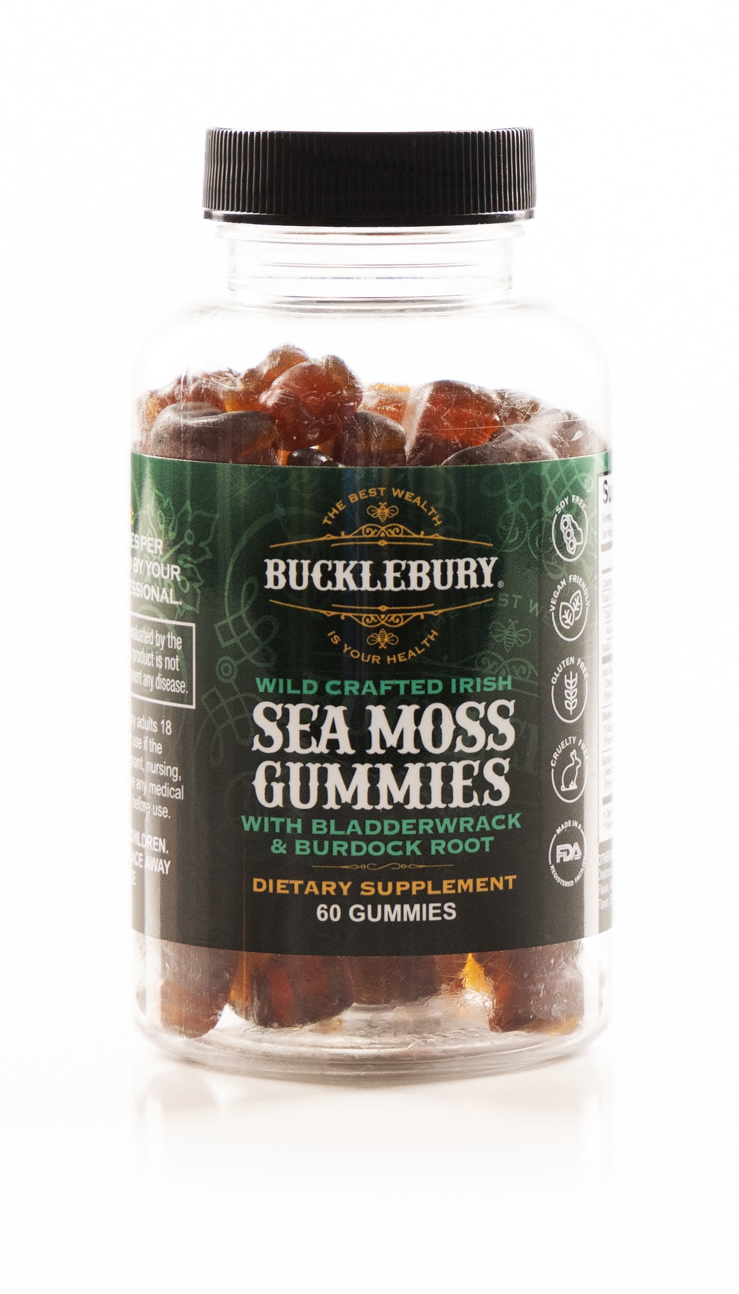Bucklebury Wildcrafted Irish Sea Moss Gummies 60 Count - Walmart.com