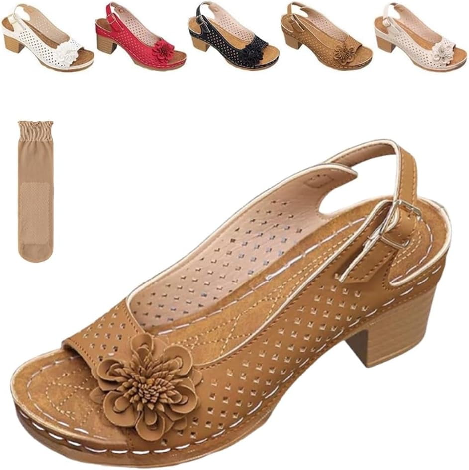 Buckled Square Heel Sandals for Women Dressy, Summer Womens Low ...