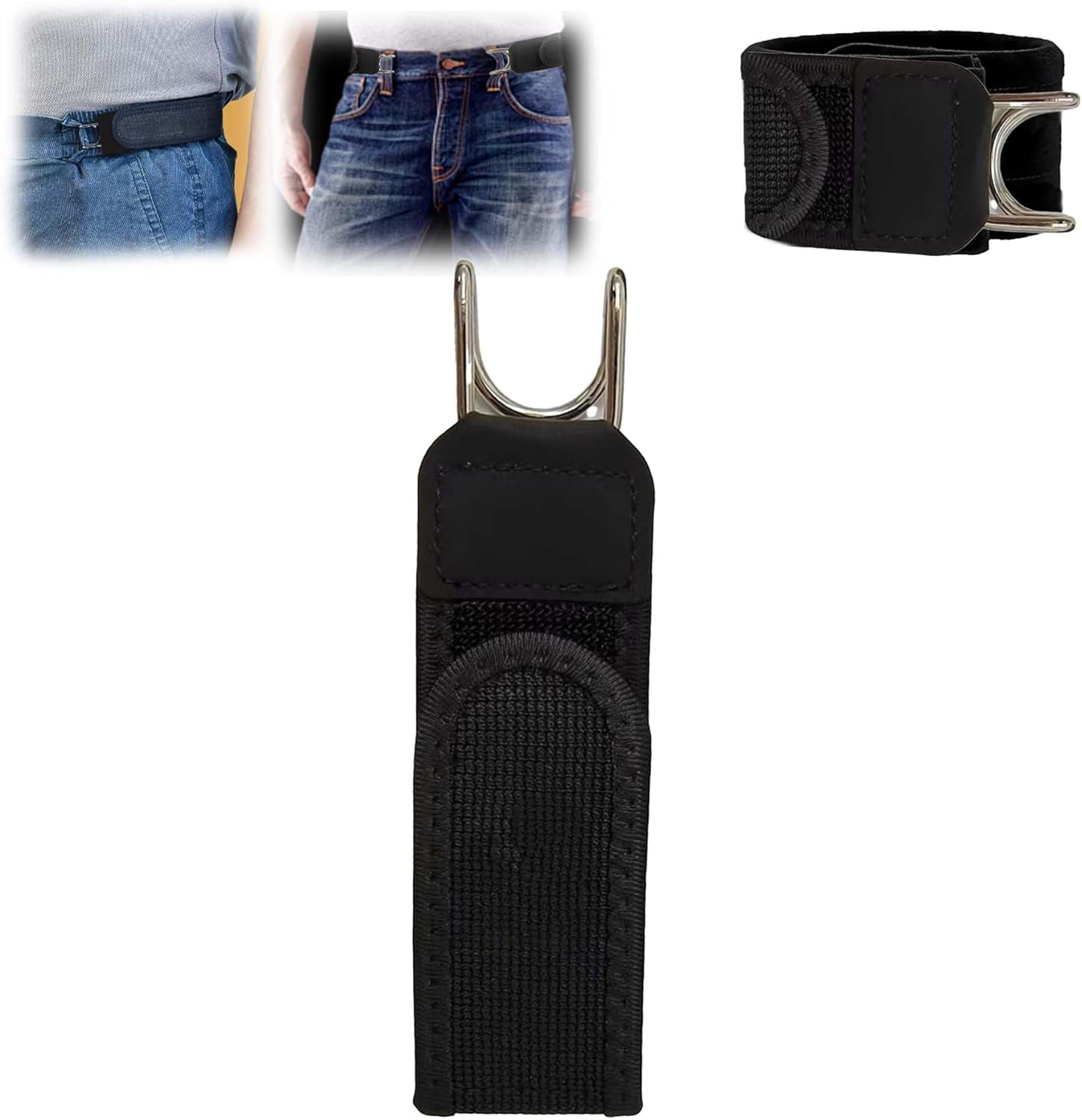 Buckleless Belt Loops, 1.5 In Wide Metal Hook Elastic Belt with ...