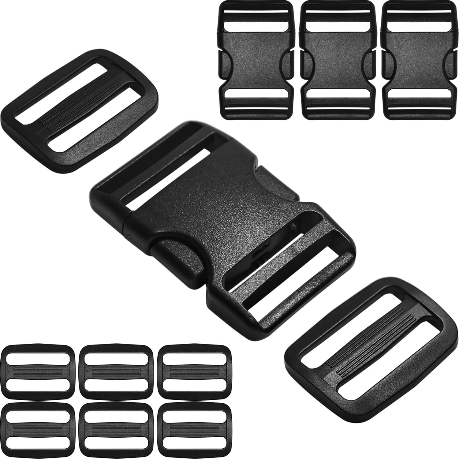Buckles for 1-1/2" Straps: 4 set Side Release Buckle and 8 pcs Tri ...