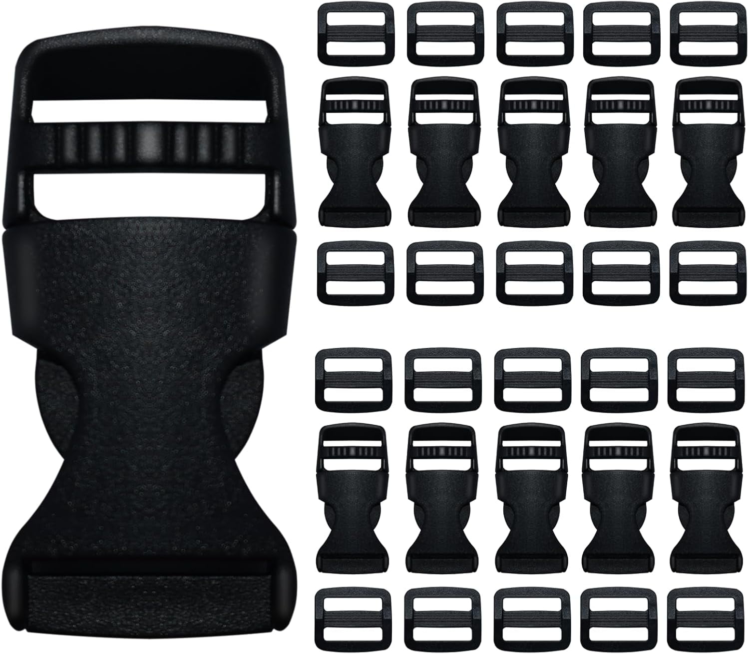 Buckles for Straps 5/8 Inch, Quick Side Release Plastic Buckle Clip 10 Pack + Tri-Glide Slide ...
