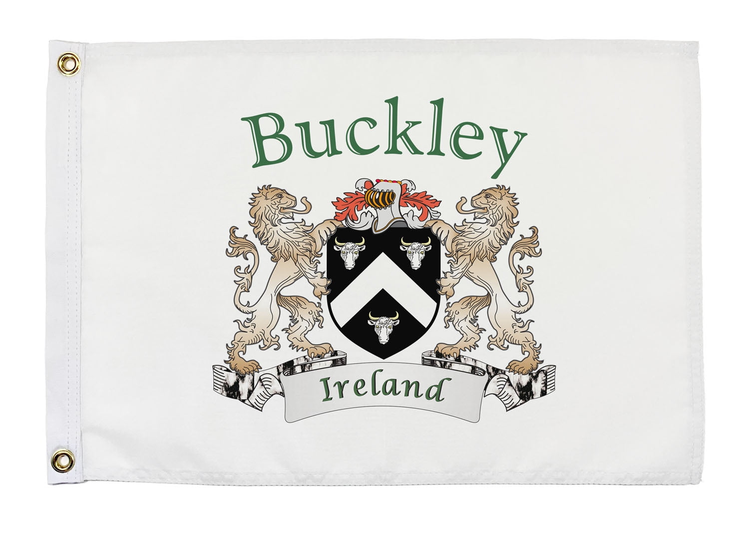 Buckley Irish Coat of Arms Small White Flag - 16"x10.5" inches ...