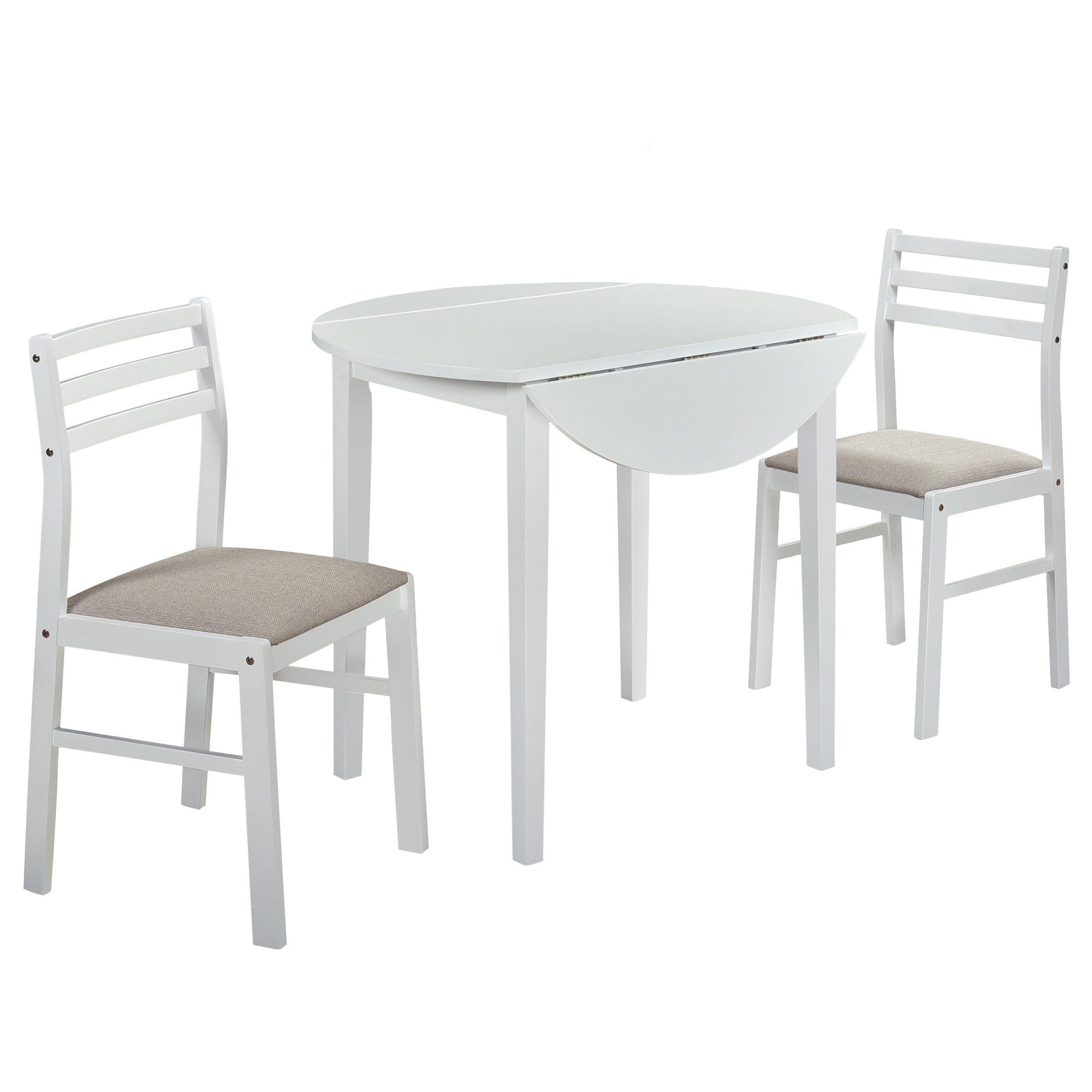 Bucknell 3-piece Round Drop Leaf Dining Table Set White - Walmart.com