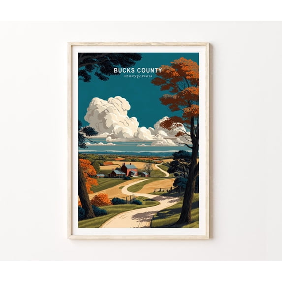 Bucks County Pennsylvania Minimalist Cityscape Wall Art, Unframed ...