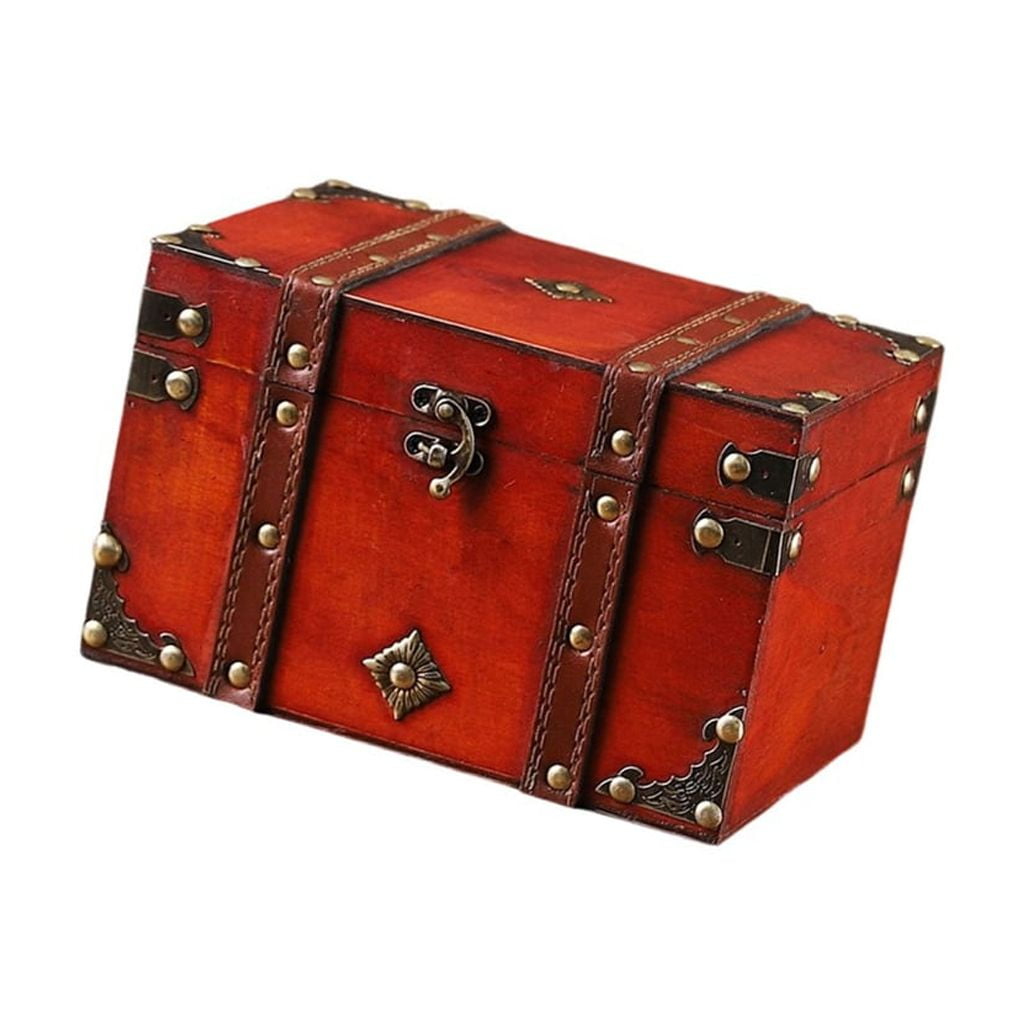 Bucolic Red Wood Storage Container Handcrafted Organizers Shelf Display ...