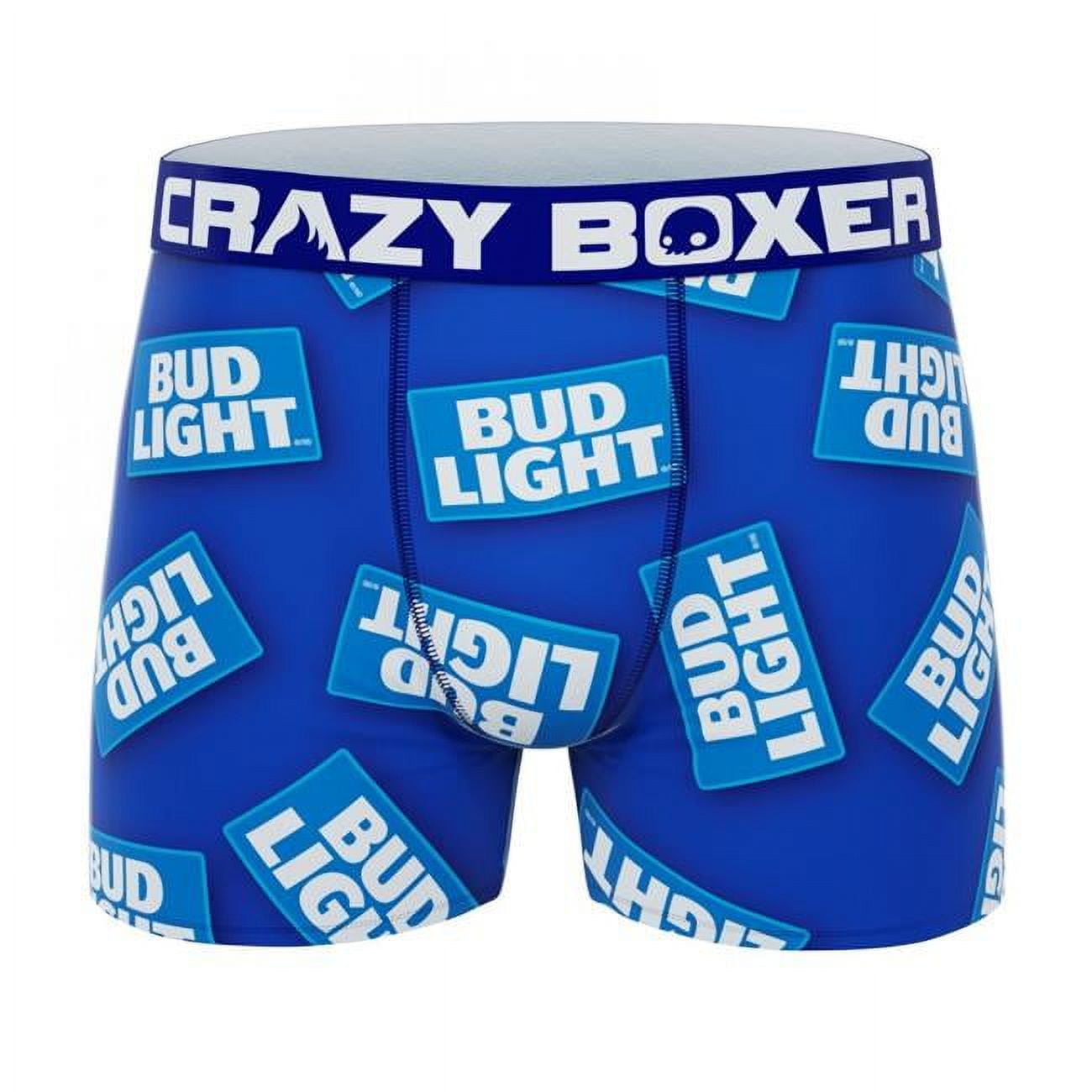 Bud Light 836349 Crazy Boxer Bud Light Repeating Logo Mens Boxer Briefs ...