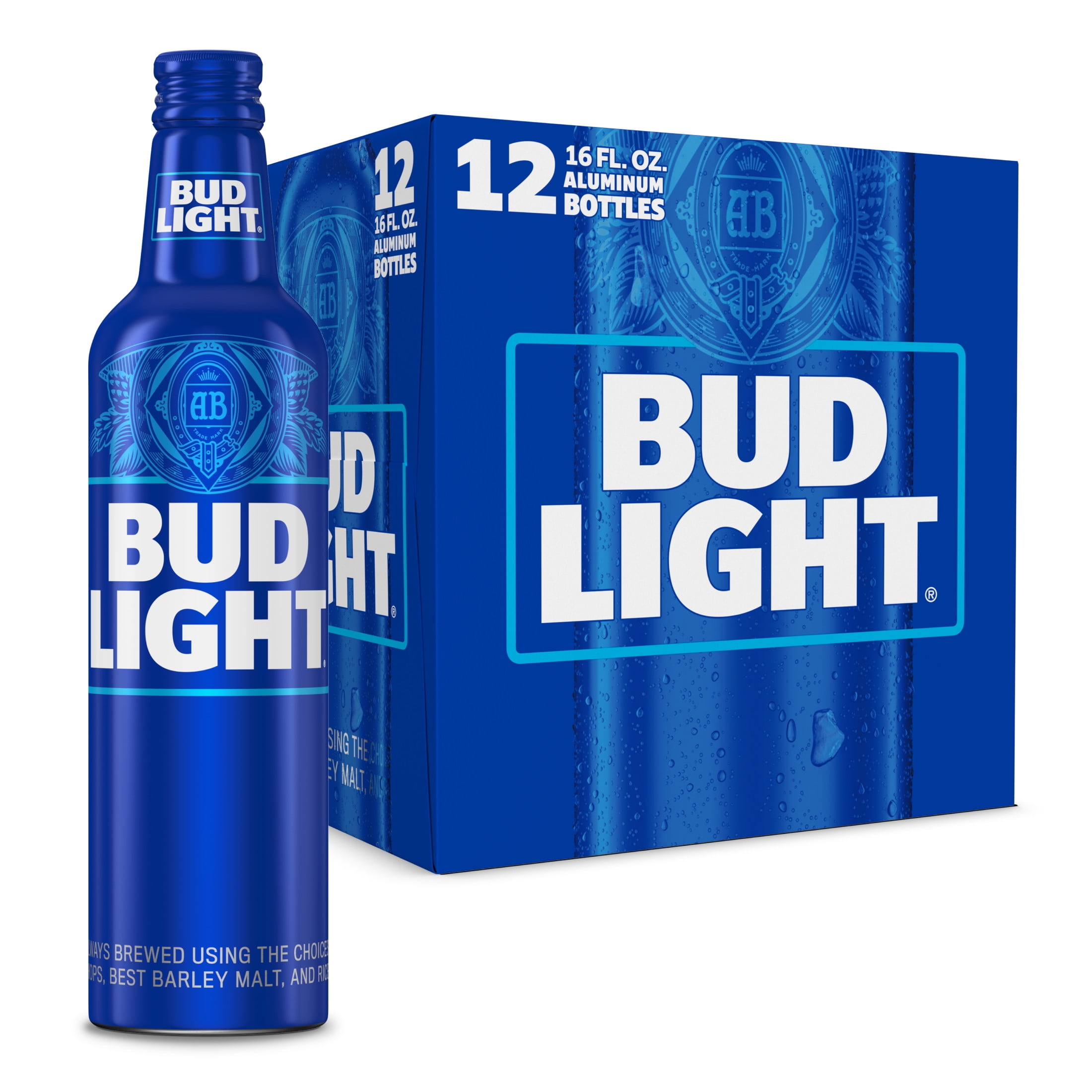 Bud Light American Lager Beer, 12 Pack, 16 fl oz Aluminum Bottles, 4.2% ...