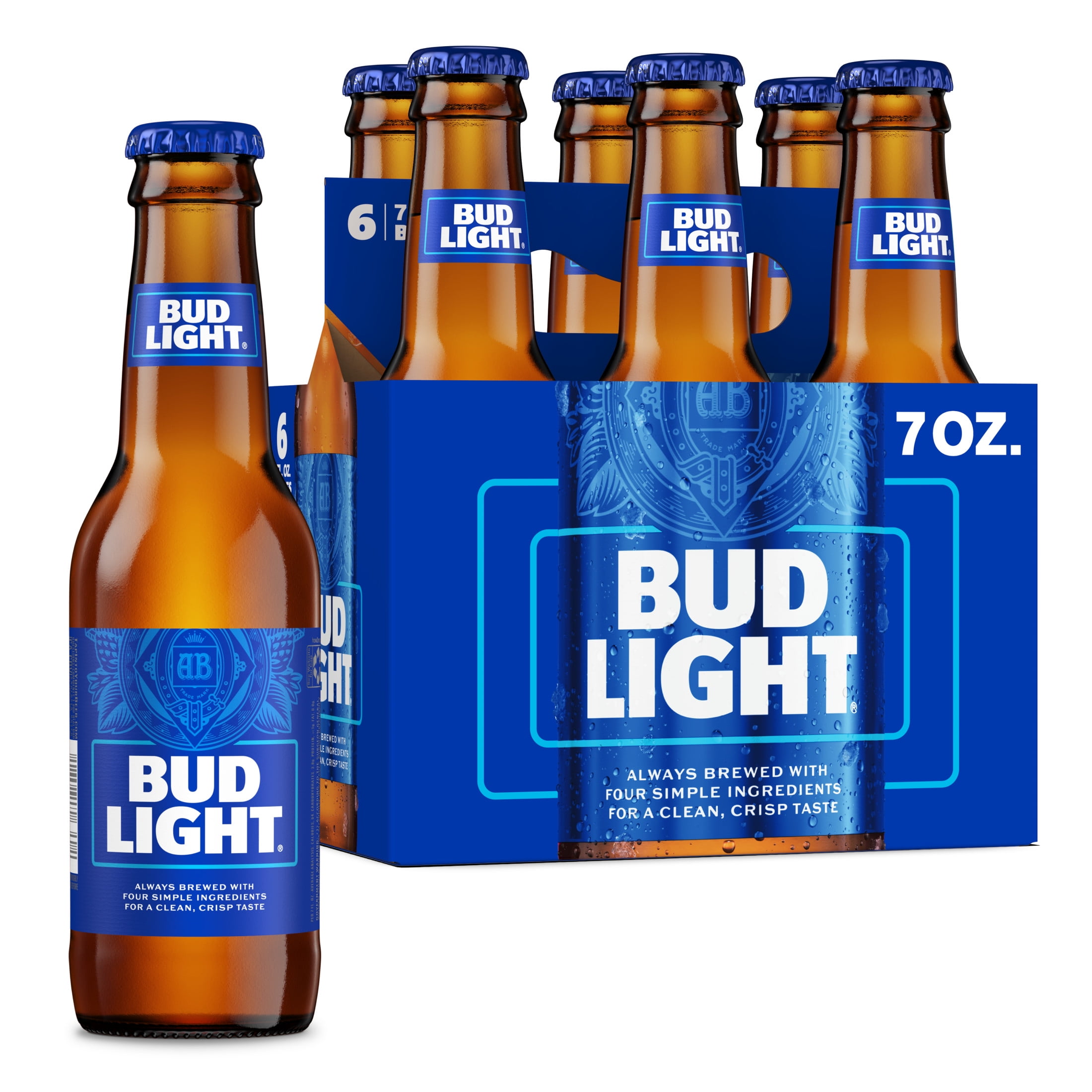 Bud Light American Light Lager Beer 6 Pack 7 fl oz Glass Bottles 4.2% ...