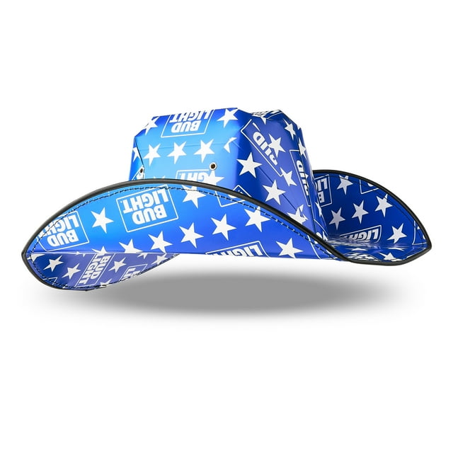 Bud Light Beer Stars Cardboard Cowboy Hat in Blue, Adult Unisex Party ...