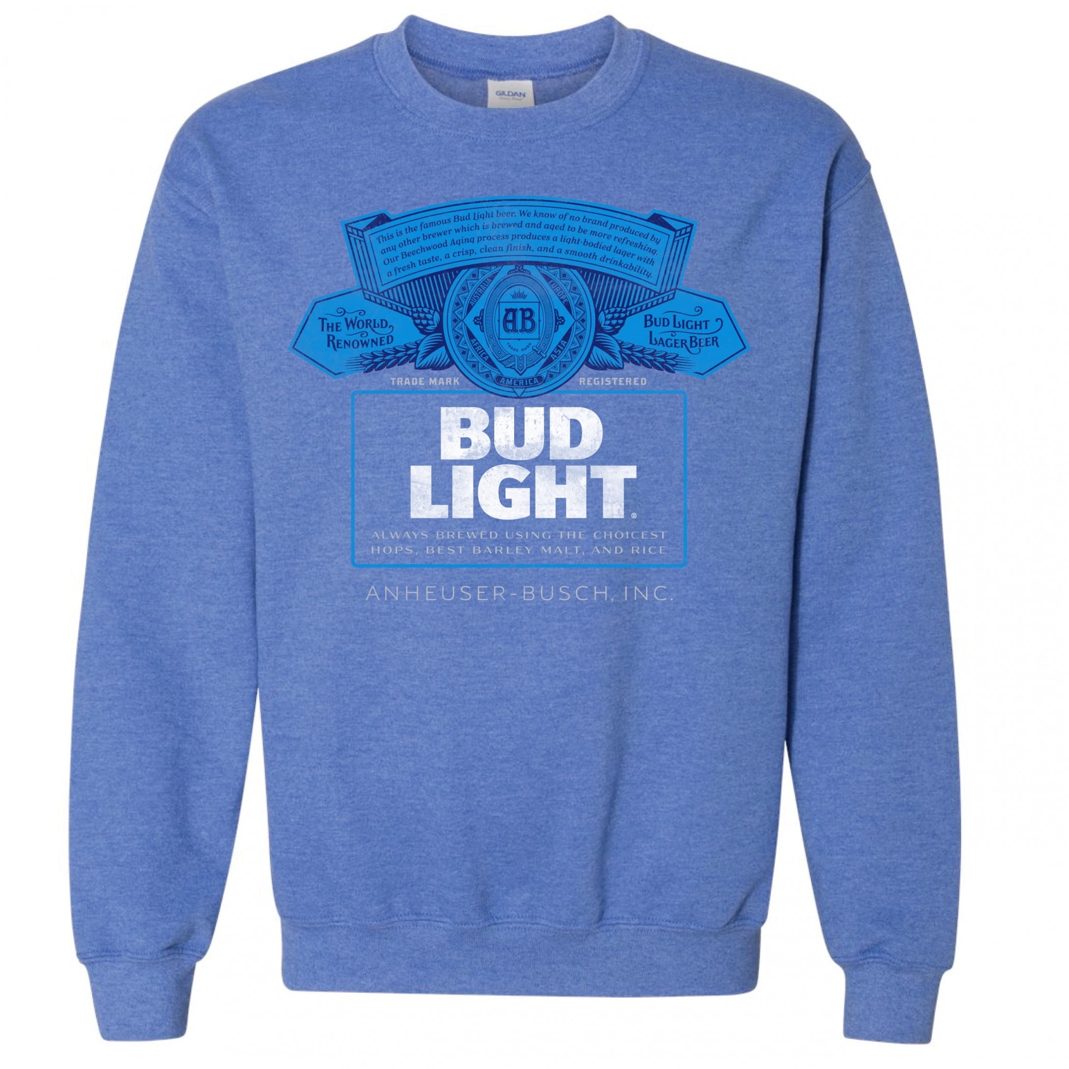 Bud Light Bottle Label Crewneck Sweatshirt-XLarge - Walmart.com