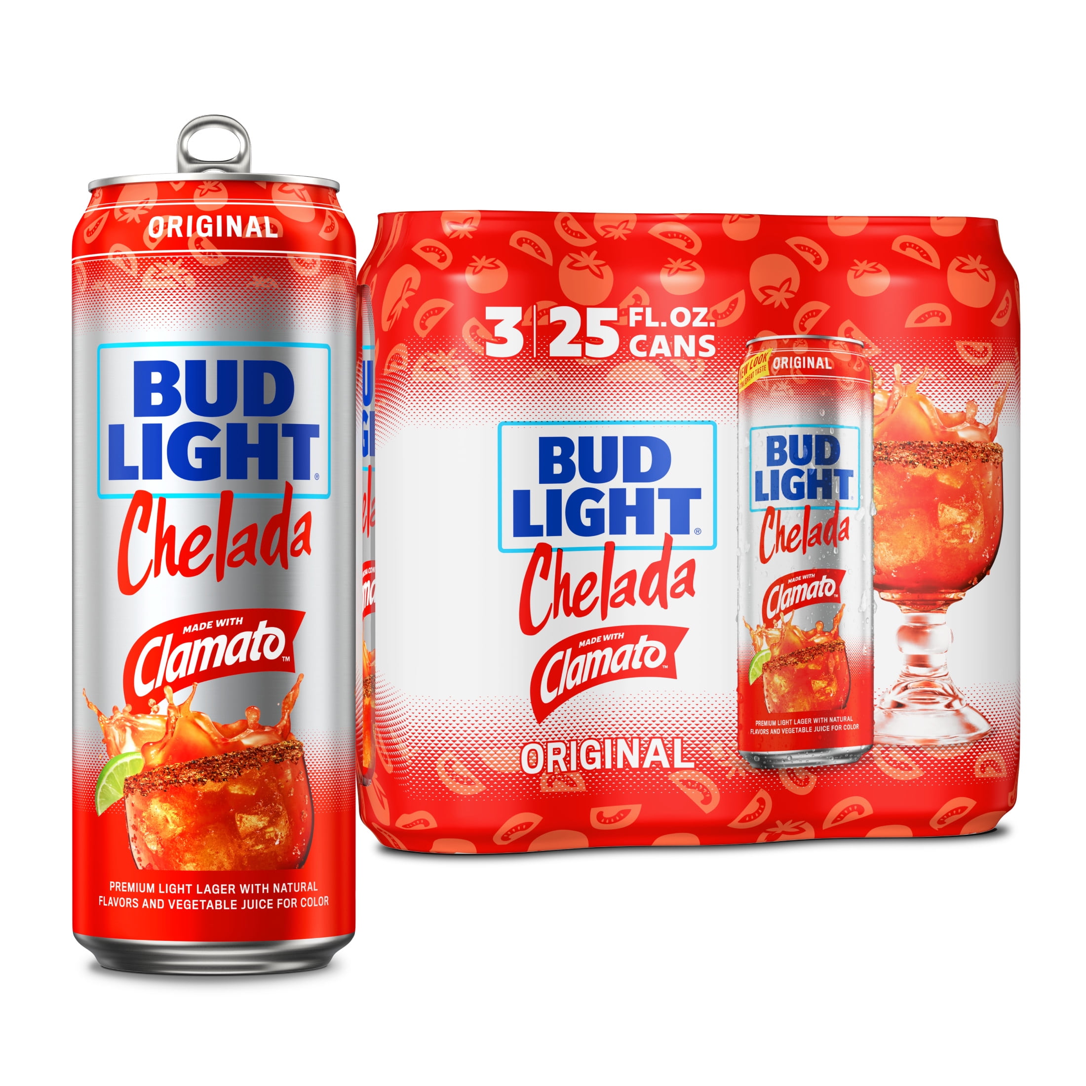 Bud Light Chelada Clamato Beer, 3 Pack 25 fl. oz. Aluminum Cans, 4.2% ...