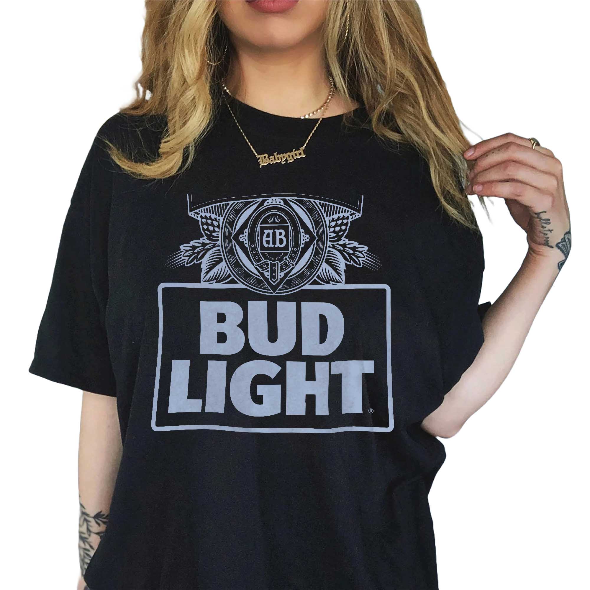 Bud Light Faint Logo White Colorway T-Shirt_874_5Tshirt-Black - Walmart.com