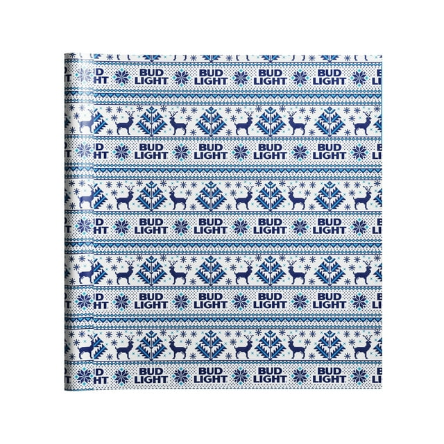 Bud Light Gift Wrap - Blue Christmas Sweater Theme, 60 Sq. ft. Wrapping ...