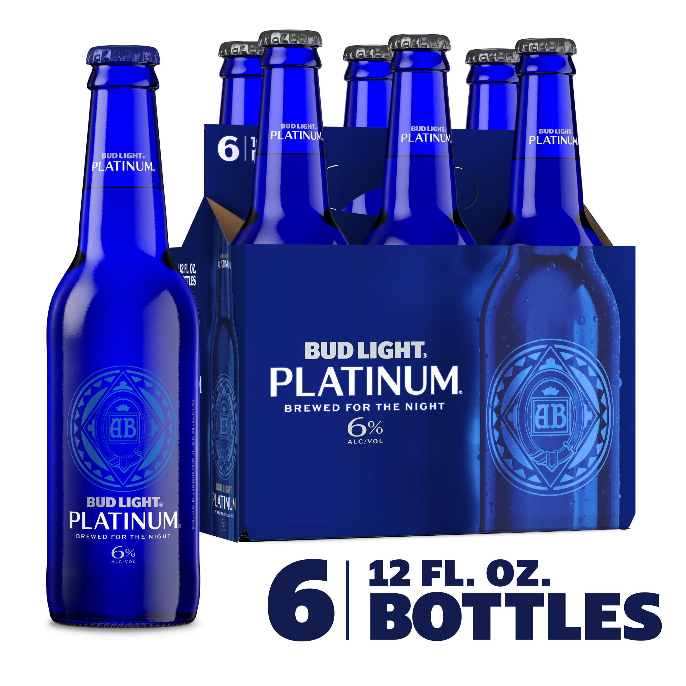Bud Light Platinum Beer, 6 Pack Beer, 12 fl oz Glass Bottles, 6 % ABV ...