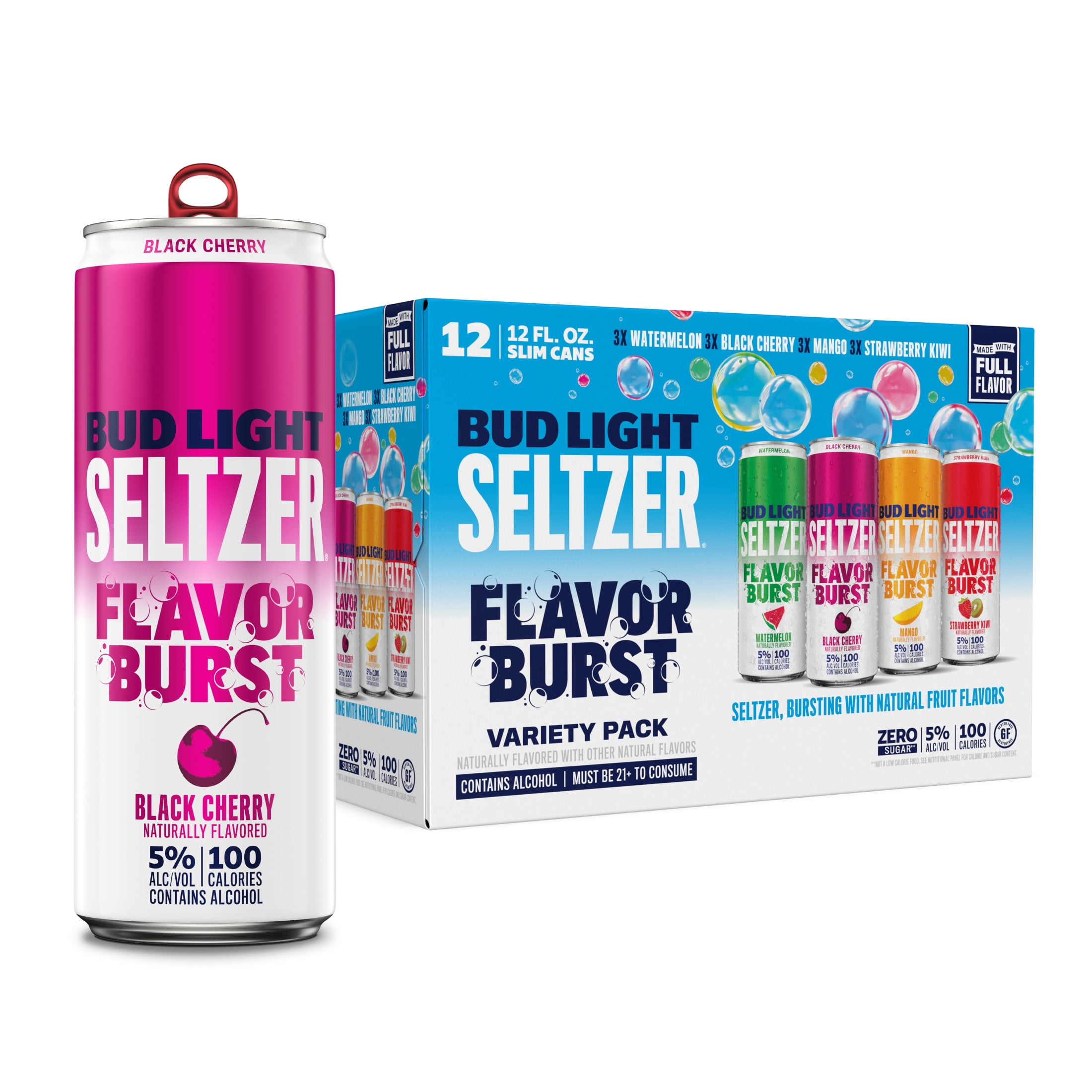 Bud Light Seltzer, Hard Seltzer, Flavor Burst Variety, 12 Pack, 12 fl ...