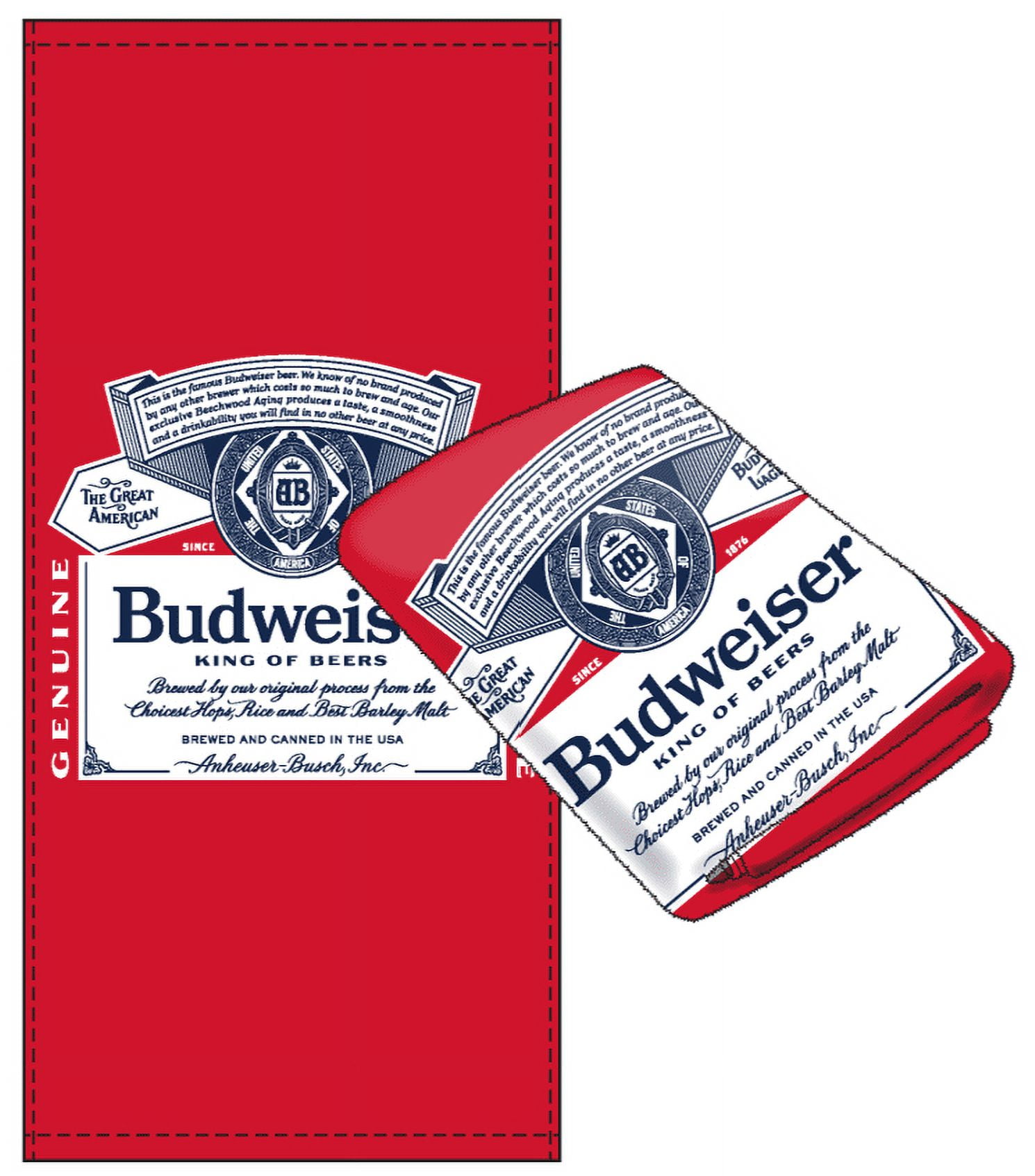 Budweiser Beer Beach Towel 34x64 80% Cotton 20% Polyester Machine ...