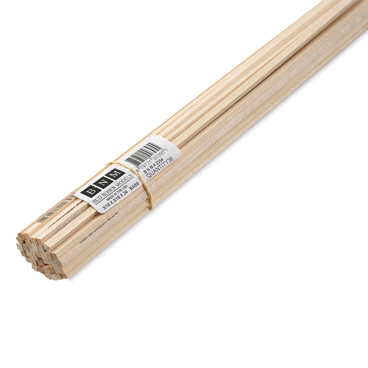 Bud Nosen Basswood Sticks - 3/16" x 3/16" x 24", 36 Sticks - Walmart.com