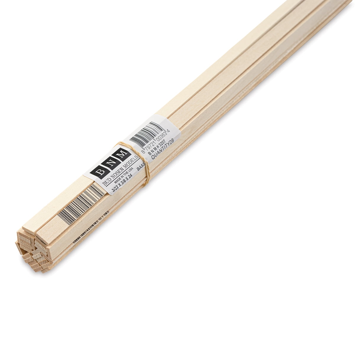 Bud Nosen Basswood Sticks - 3/32" x 3/8" x 24", 28 Sticks - Walmart.com