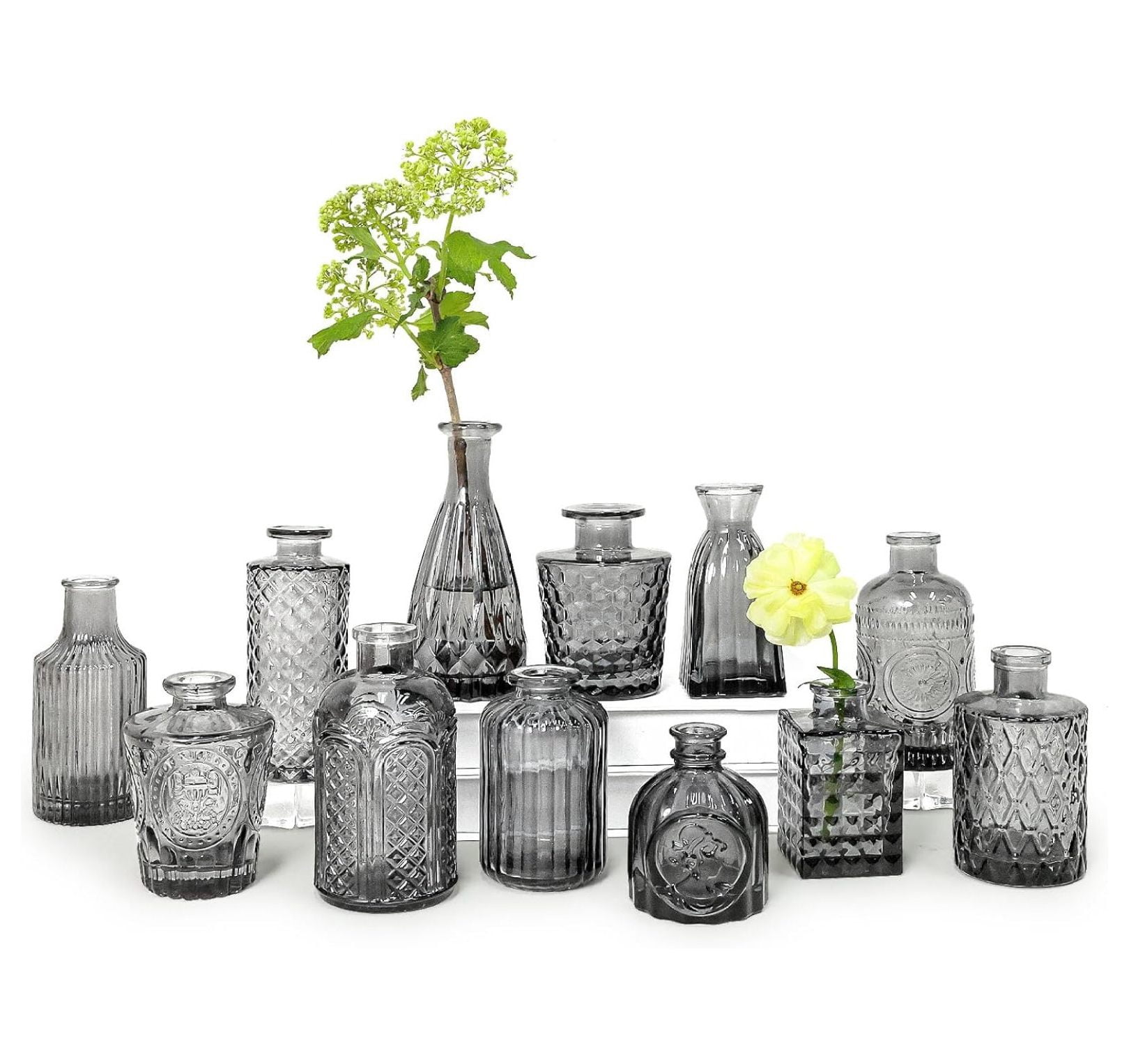 Bud Vase Set of 12, Black Bud Vases in Bulk, Small Flower Vases for ...