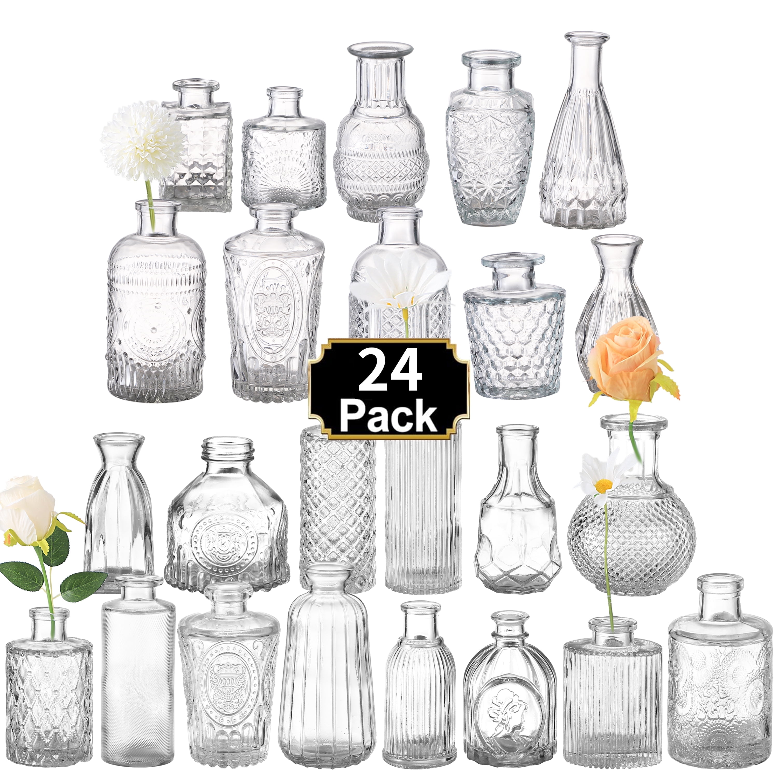 Bud Vases in Bulk 24, Small Vases for Flowers, Glass Vases for ...