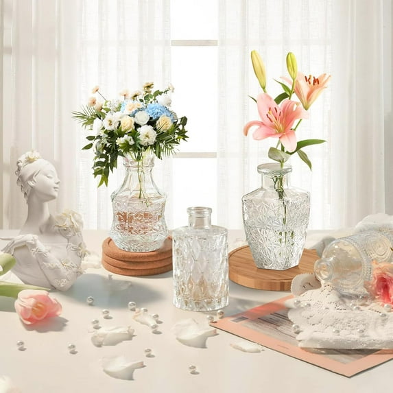 Bud Vases - in Bulk 24,Vintage Small Glass Bud Vases for Flowers, Clear ...