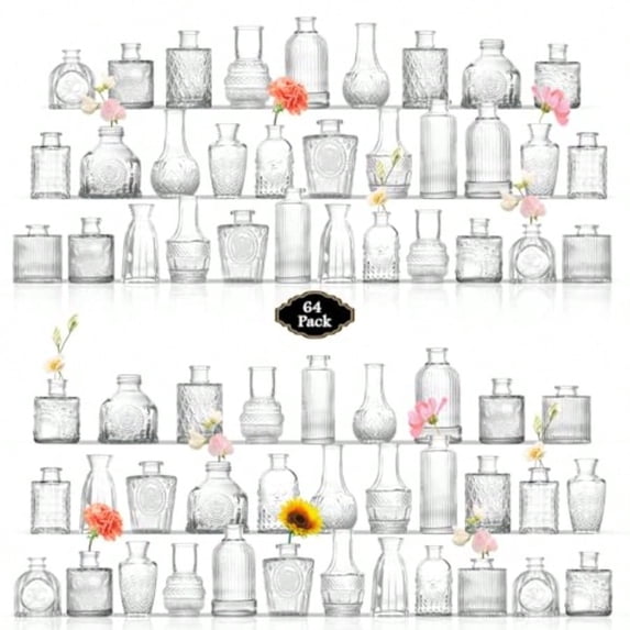 Bud Vases in Bulk 64 Glass Vases for Centerpieces Small Vases for ...