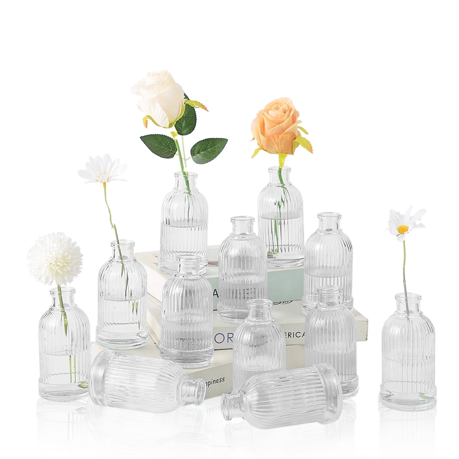 Bud Vases Set of 12, Glass Vases for Centerpieces, Small Vases for ...