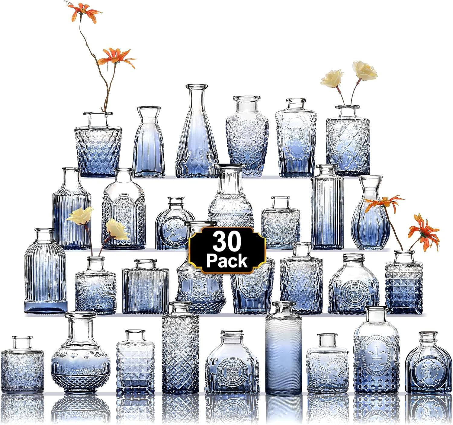 Bud Vases Set of 30, Blue Vases for Centerpieces, Clear Bud Vase in ...