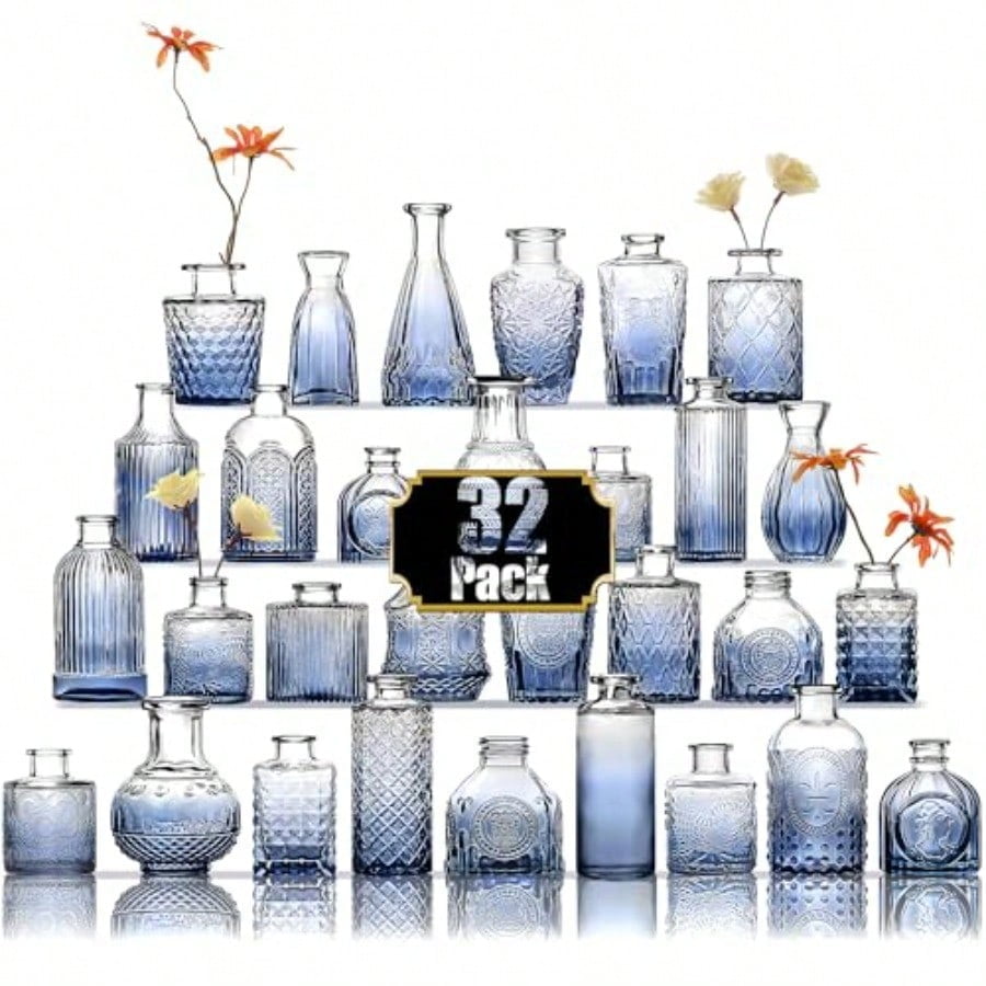 Bud Vases Set of 32 Blue Vase for Centerpieces Clear Bud Vase in Bulk ...