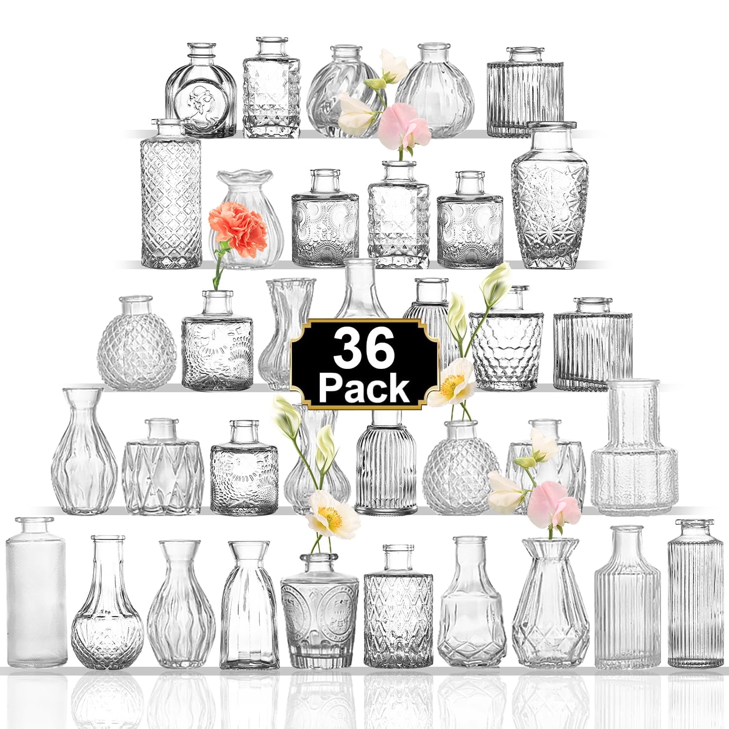 Bud Vases in Bulk 36, Glass Vases for Centerpieces, Mini Vases, Vintage ...