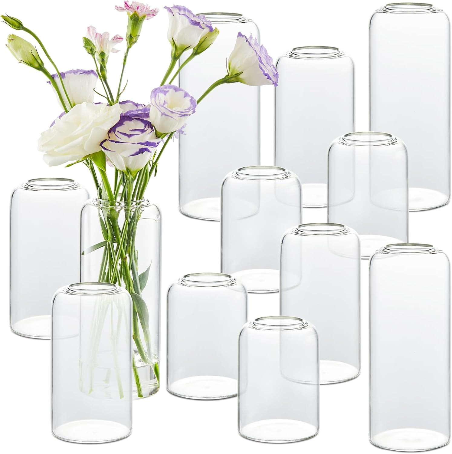 Bud Vases in Bulk Set of 12, Glass Small Vases for Flowers, Modern ...