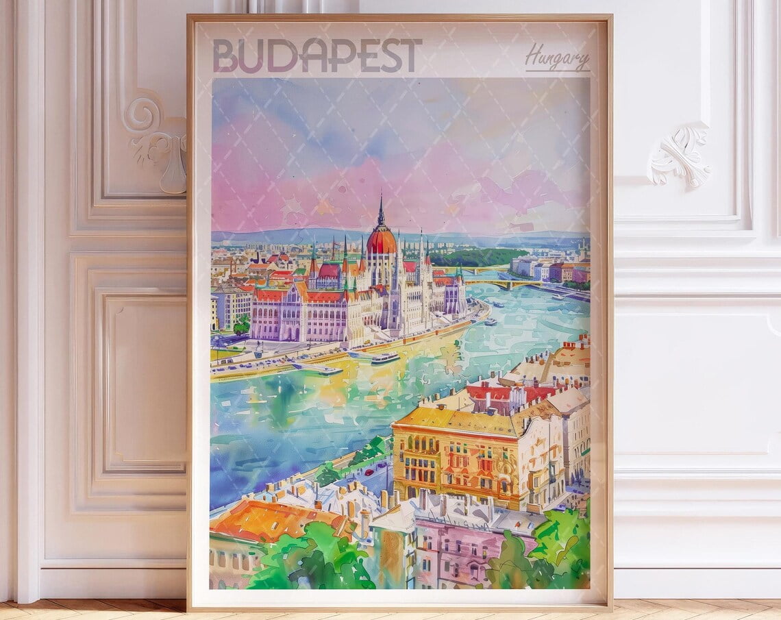 Budapest City Watercolor Poster - Hungary Art Print - Budapest Wall ...