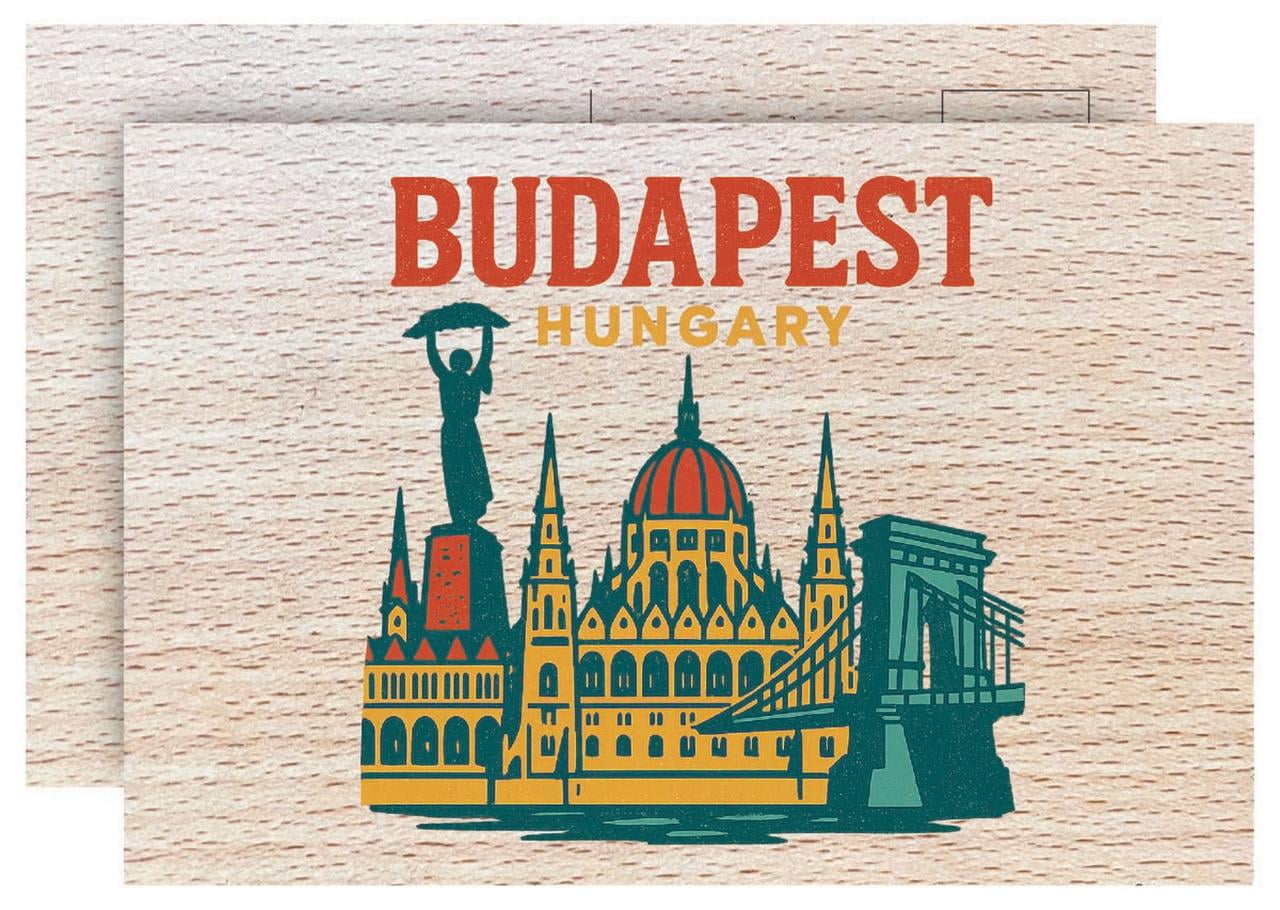 Budapest Hungary Vintage Design Souvenir 4 x 6 Wood Postcard Full Color ...