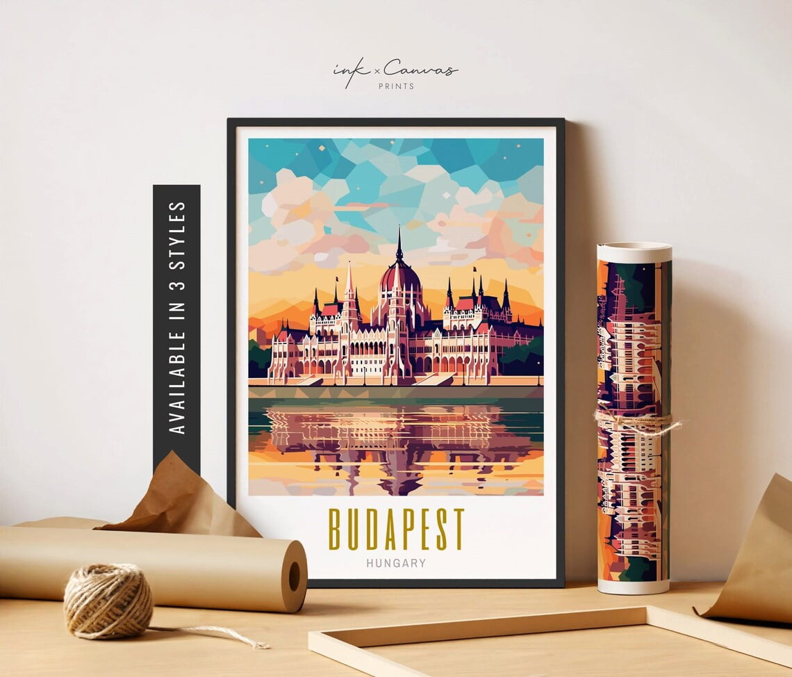 Budapest Travel Poster Budapest Poster Parliament Building Budapest Art ...