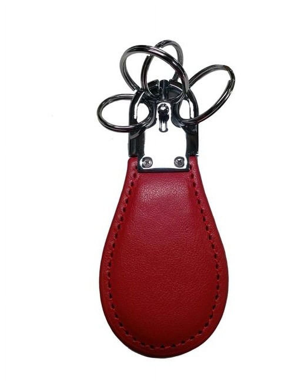 Budd Leather 071000-9 Leather Key Fob with 4 Removable Key Rings, Red ...