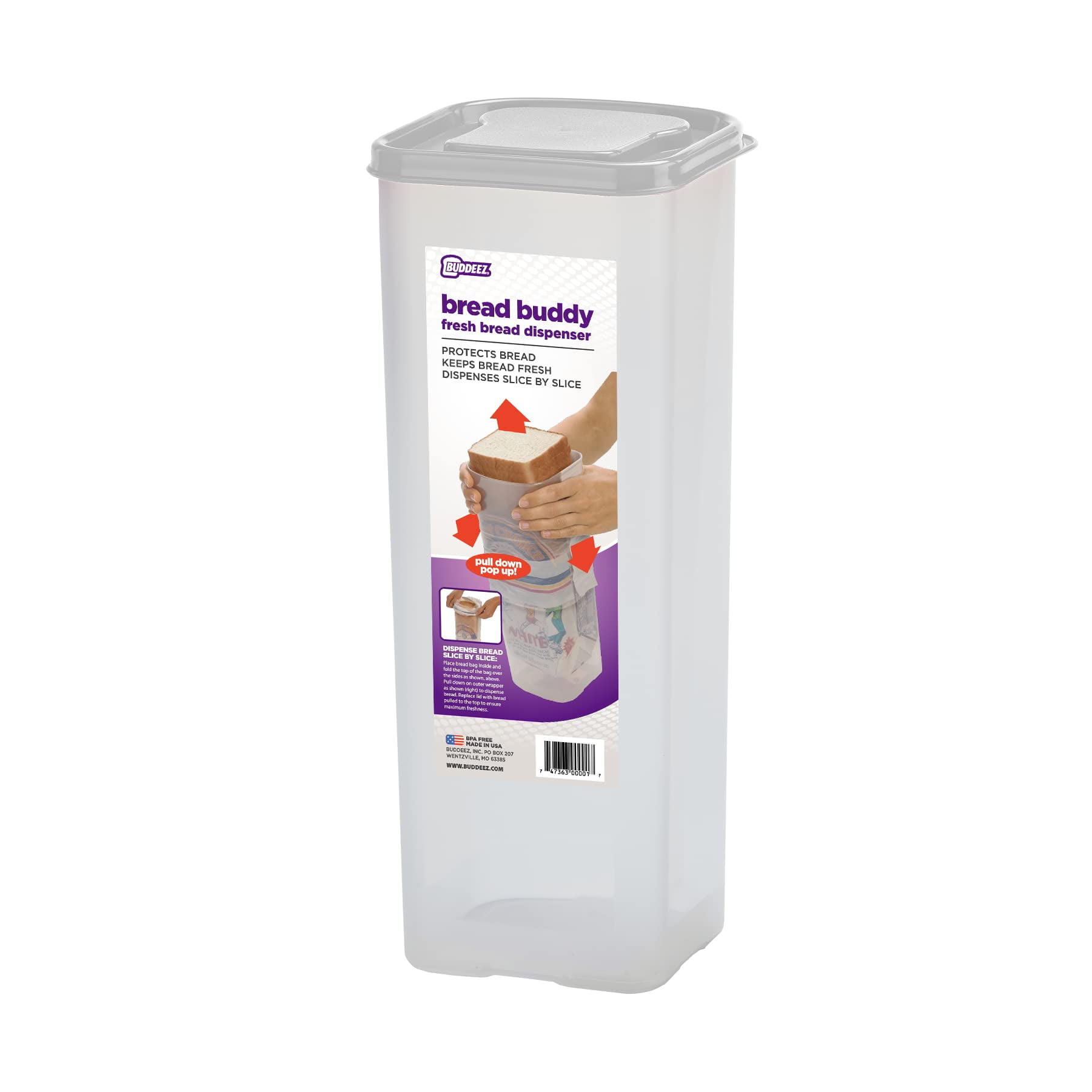 Buddeez Bread Buddy Bread Box - Fresh Bread Storage Container, Plastic ...