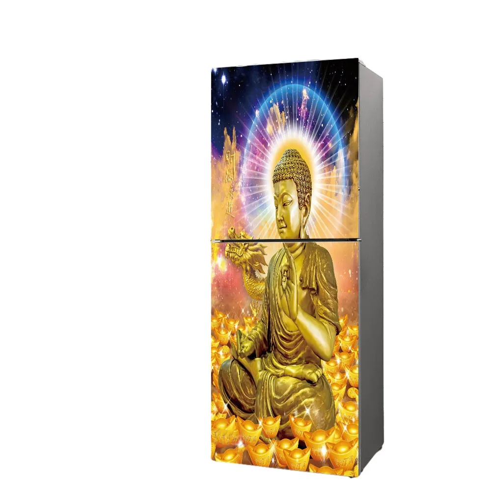Buddha Art Fridge Sticker Full Door Cover Buddhism Refrigerator ...