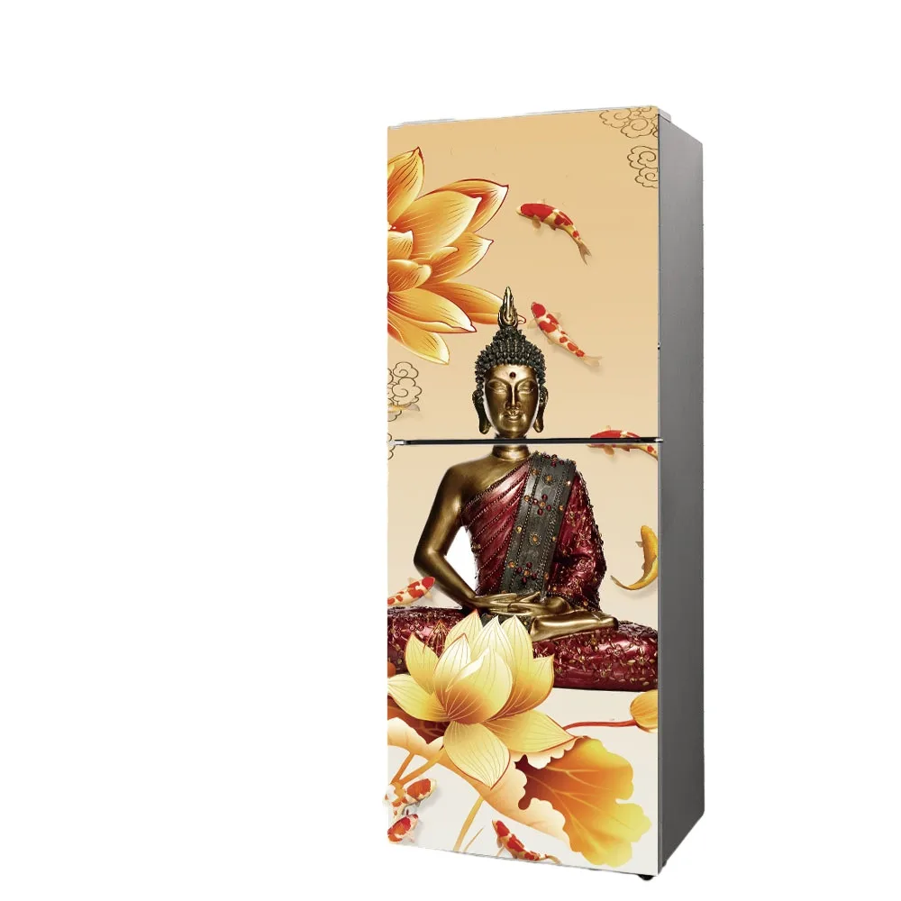 Buddha Art Fridge Sticker Full Door Cover Buddhism Refrigerator ...